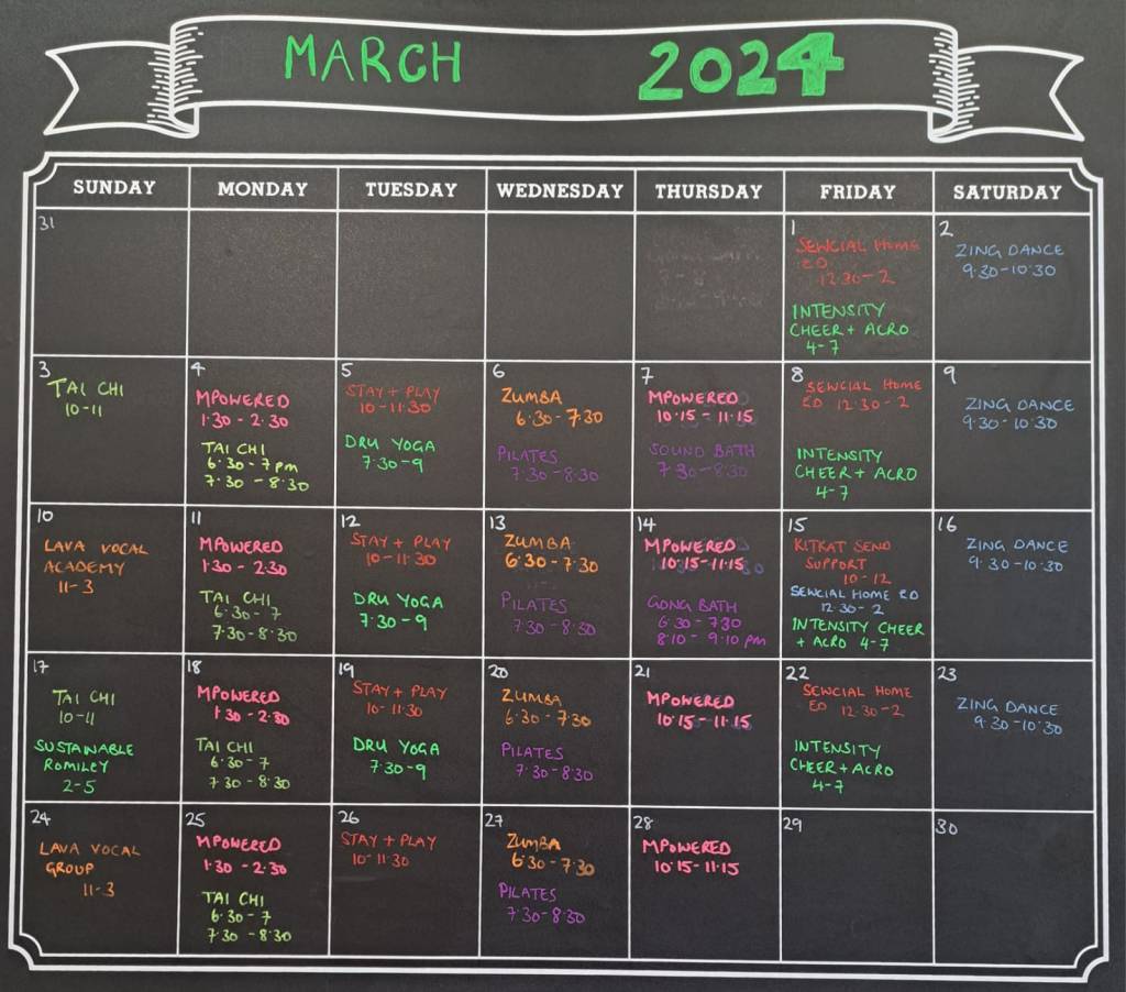 March timetable: – Signol Community Centre